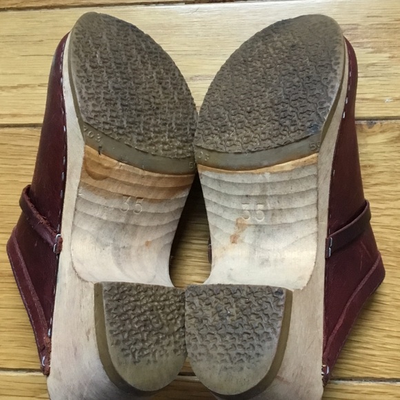 Krone | Shoes | Vintage Krone Leather Denmark Wood Heel Clogs | Poshmark